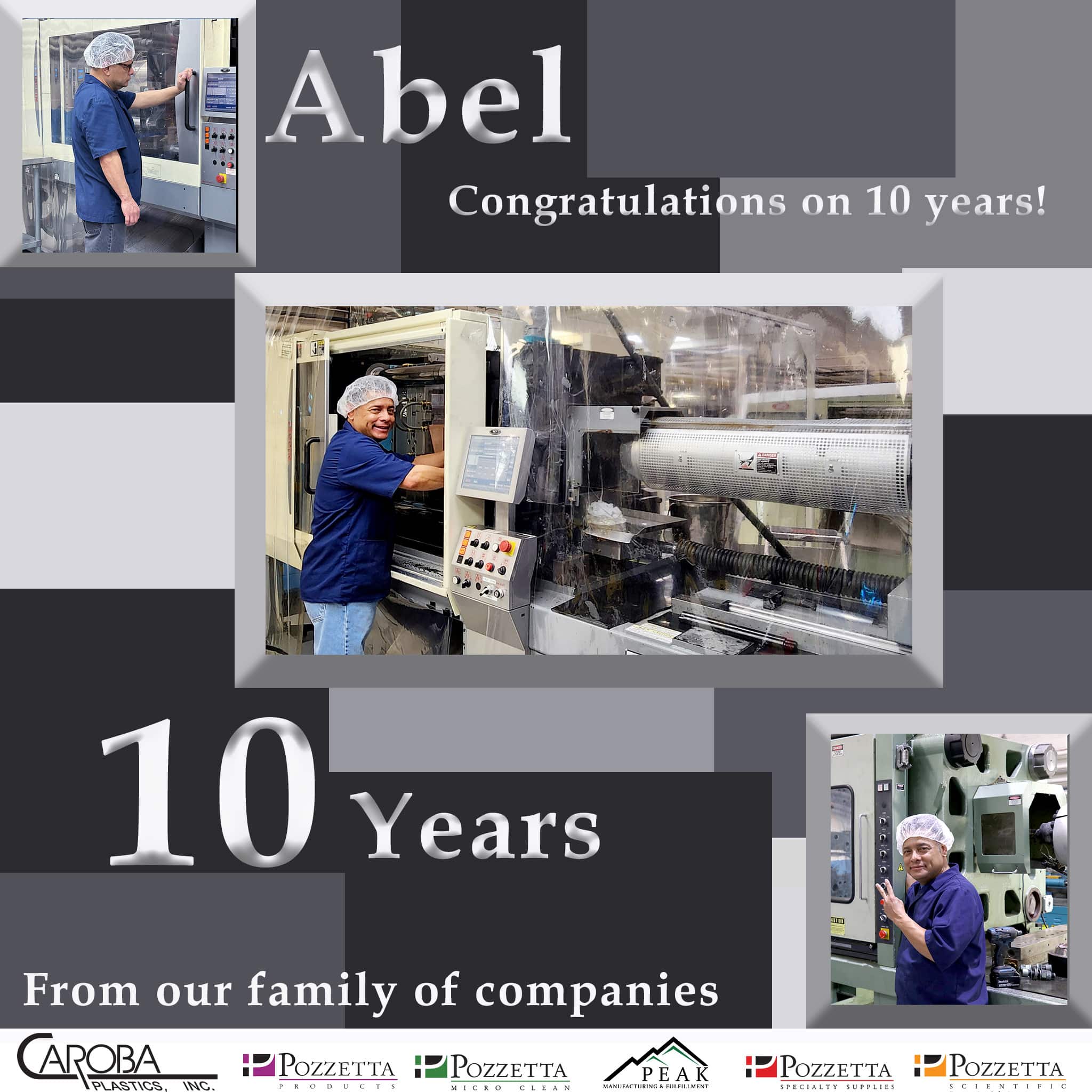 Congratulations Abel! 10 Years! - Denver's Plastic Injection Molders